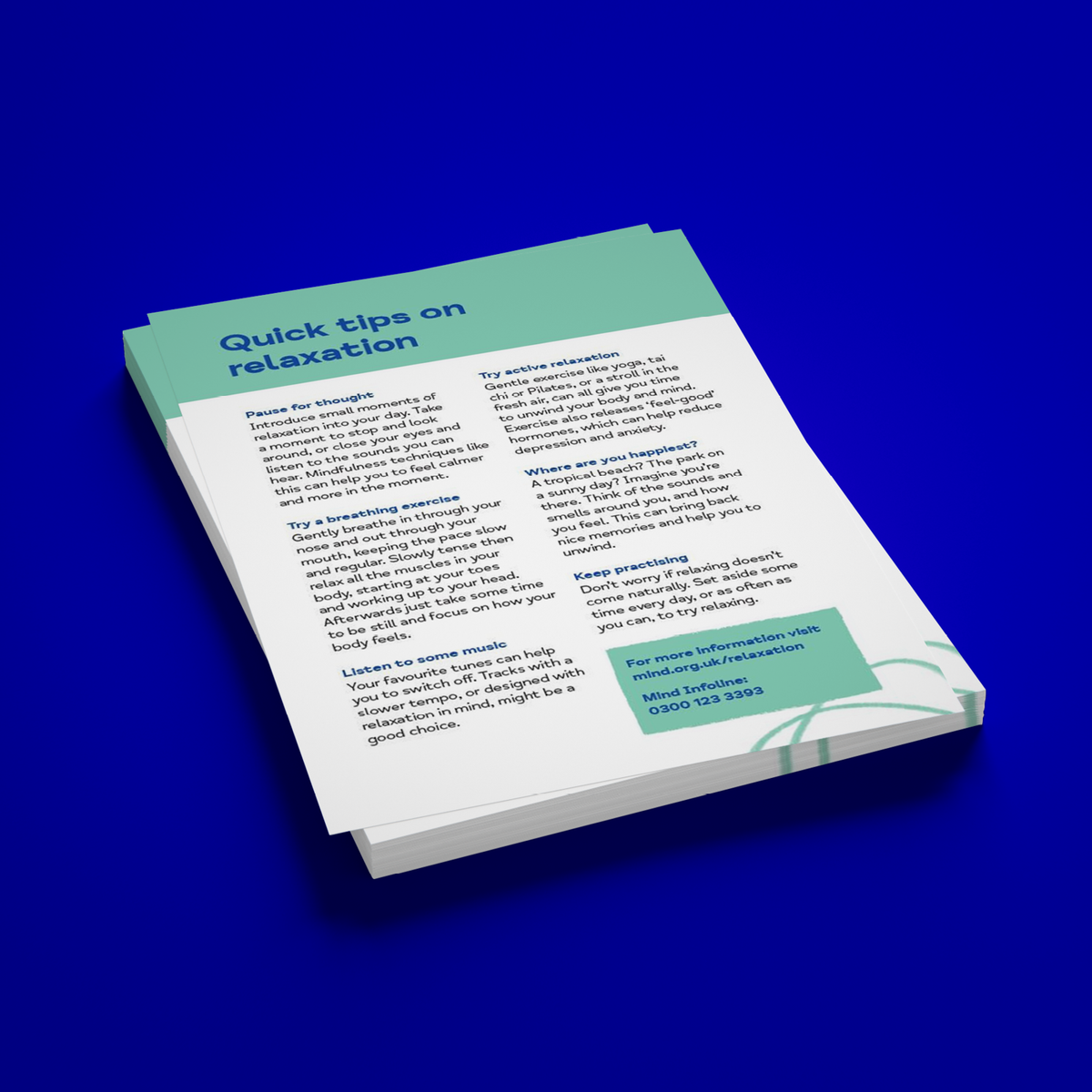 Quick Tips: Relaxation (pack of 100 leaflets) – Mind Online Store